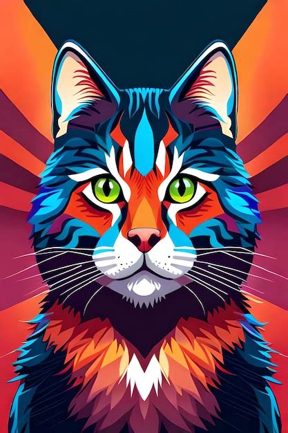 Um Gato Colorido Um Olho Verde Brilhante Foto Premium