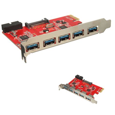 Card 5 Ports Pci E Usb 3 0 Hub 20 Pin 15pin Sata Adapter Red In Add On
