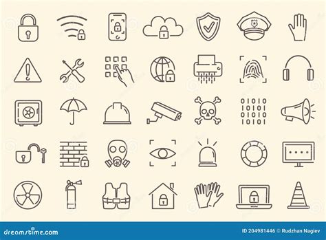 Security Outline Web Icon Set Icons Collection Stock Vector Illustration Of Security