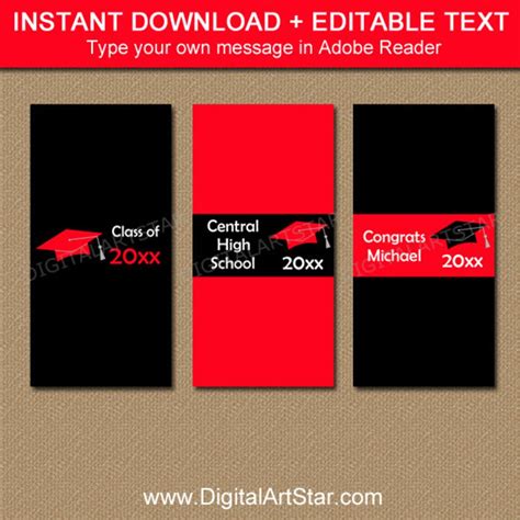 Graduation Mini Candy Bar Wrappers Graduation Candy Wrappers Etsy