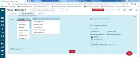 Interface Of Wordlist Tool Frequencies Can Be Obtained For A List Of