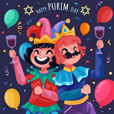Free Vector Flat Illustration For Purim Holiday