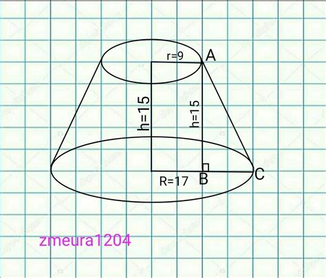 Радиусы оснований усечённого конуса равны 9 см и 17 см а высота 15 см Найдите образующую