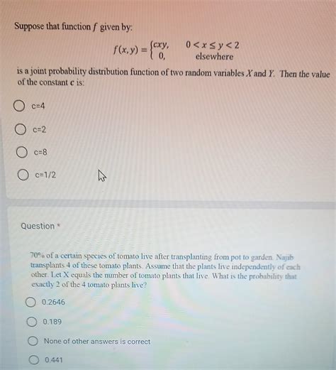 Solved Suppose That Function F Given By F X Y Cxy 0 0 Chegg Com
