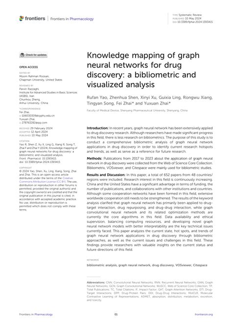 Pdf Knowledge Mapping Of Graph Neural Networks For Drug Discovery A Bibliometric And