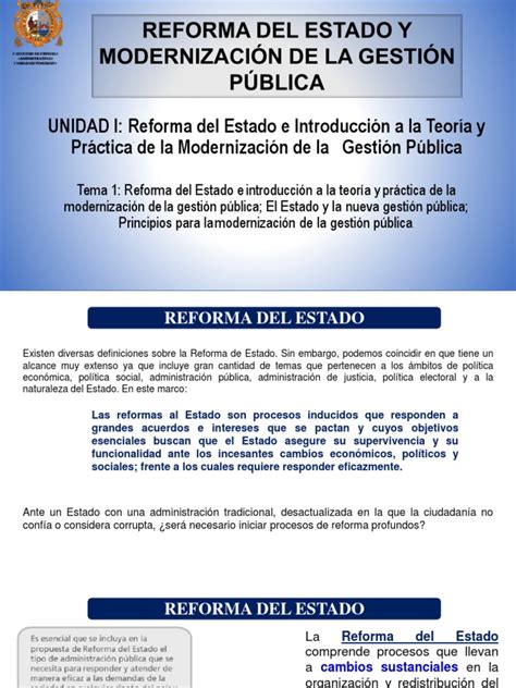 Unmsm Tema 1 Reforma Del Estado Y Modernización De La Gestión