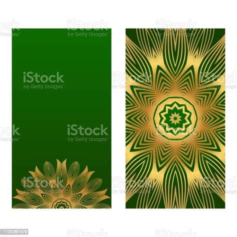 만다라 디자인 템플릿 카드입니다 히스 케어 라이프 스타일 전단지 벡터 일러스트입니다 로맨틱 그린 골드 색상 0명에 대한 스톡 벡터 아트 및 기타 이미지 Istock
