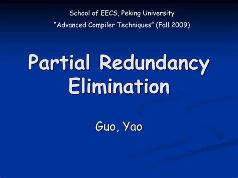 Ppt Partial Redundancy Elimination Powerpoint Presentation Free