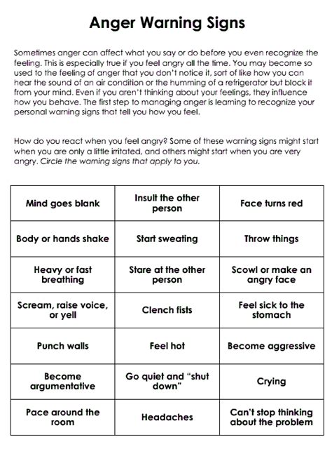 Anger Management Worksheet Preschool Printable Sheet