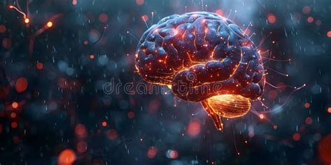 Illuminated Brain Showcasing Complex Cognitive Processes In Darkness