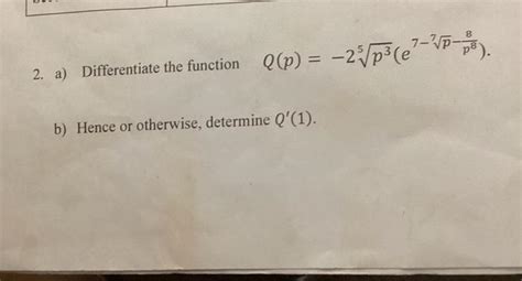 Solved A Differentiate The Function Chegg