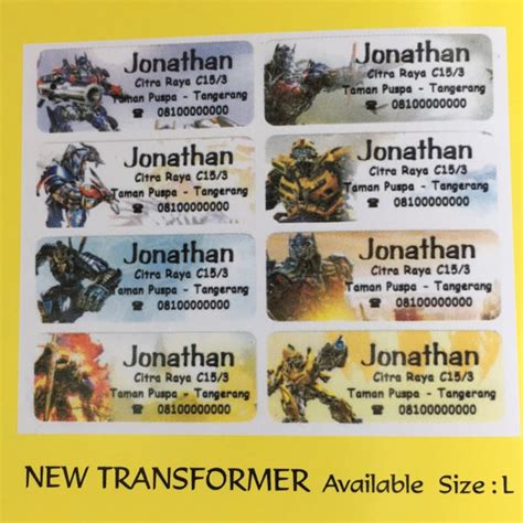 Jual Label Stiker Nama New Transformer Shopee Indonesia