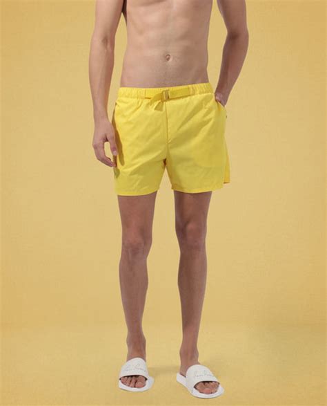 Rare Rabbit Mens Kort Yellow Polyester Fabric Buckle Fastening Regula