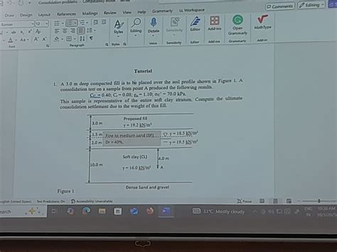 A 30 M Deep Compacted Fill Is To Be Placed Over The Soil Profile Shown I