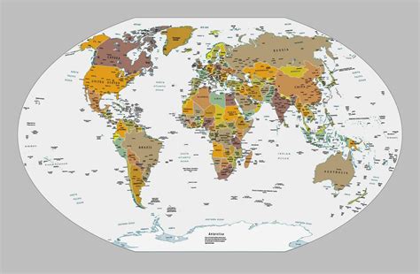 Political World Map Winkel Tripel Projection 26692765 Vector Art At Vecteezy