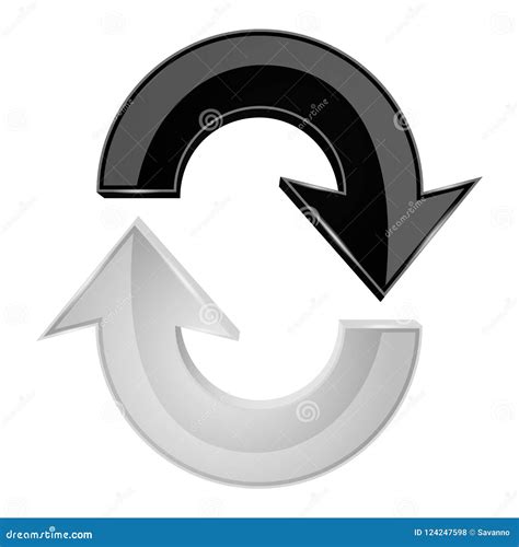 Black And White 3d Arrows Refresh Sign Stock Vector Illustration Of