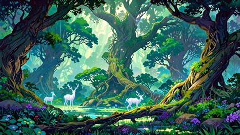 Лес в стиле аниме в 2025 г Лес Аниме Стиль