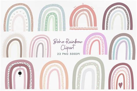 Boho Rainbow Png Bundle Minimalist Rainbow Clipart