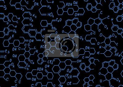 Chemistry Vector Seamless Pattern With Molecular Formulas And Wall
