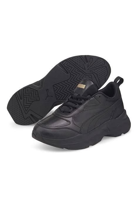 Puma, Спортни обувки Cassia от еко кожа, Златист, Черен, 5 - eMAG.bg