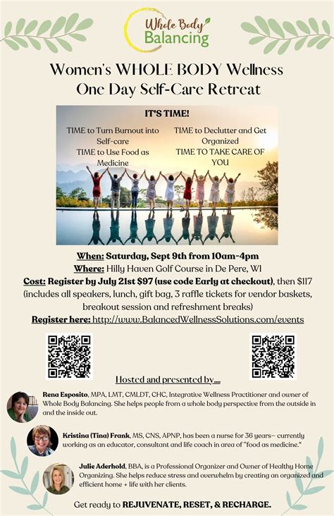 Sep 9 Womens Whole Body Wellness One Day Self Care Retreat Green