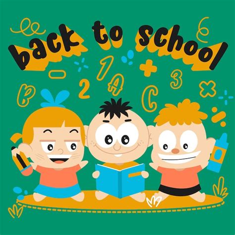 Libros y niños de regreso a la escuela Vector Premium