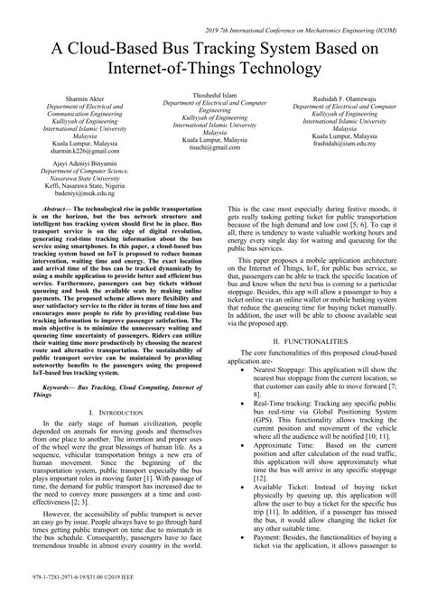 Pdf A Cloud Based Bus Tracking System Based On Internet Of Things