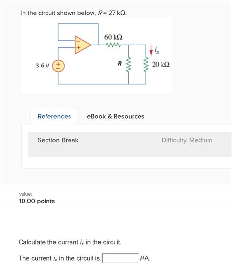 Solved In the circuit shown below R 27 kΩ 60 kΩ 3 6 V 20 Chegg