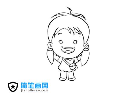 扎双马尾的小女孩简笔画图片含彩色 简笔画网