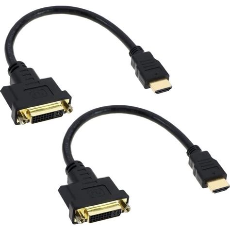 2Pcs Câble Hdmi Mâle Vers Dvi 24 5 Femelle Hdmi Vers Dvi Bidirectionnel Adaptateur Hdmi Dvi