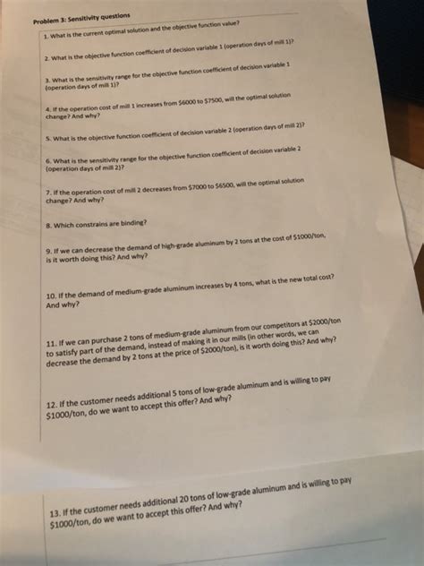Solved Problem 3 Sensitivity Analysis Exercise Model