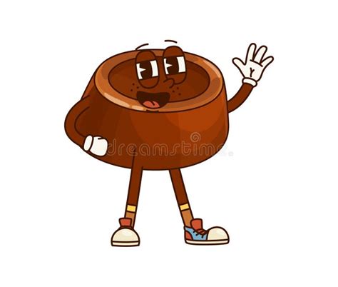 Groovy Chocolate Candy Dessert Happy Character Stock Vector Illustration Of Groovy Shell
