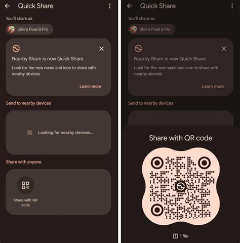 android quick share via qr codes aberto até de madrugada