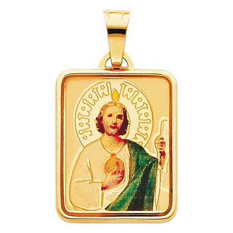 Buy 14K Gold St Jude Enamel Religious Pendant Online