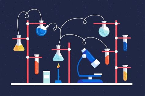 Free Vector Science Lab Elements Pack On Table