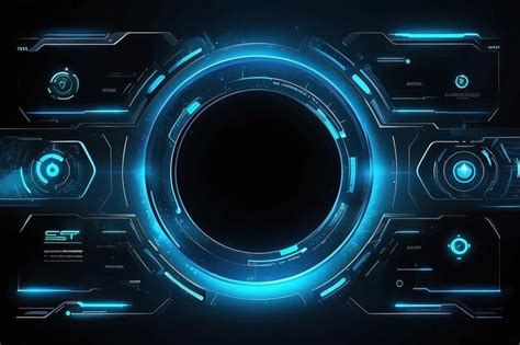 Premium Photo Abstract Futuristic Background Of Blue Glowing Technology Sci Fi Frame Hud Ui