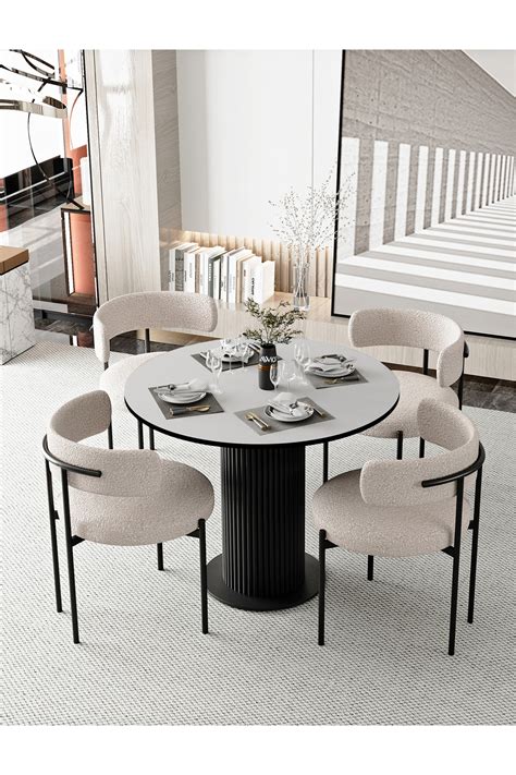Avvio Rio 90x90 Lake Mdf Ptt Ayak Yuvarlak Mutfak Masası Takımı Yemek