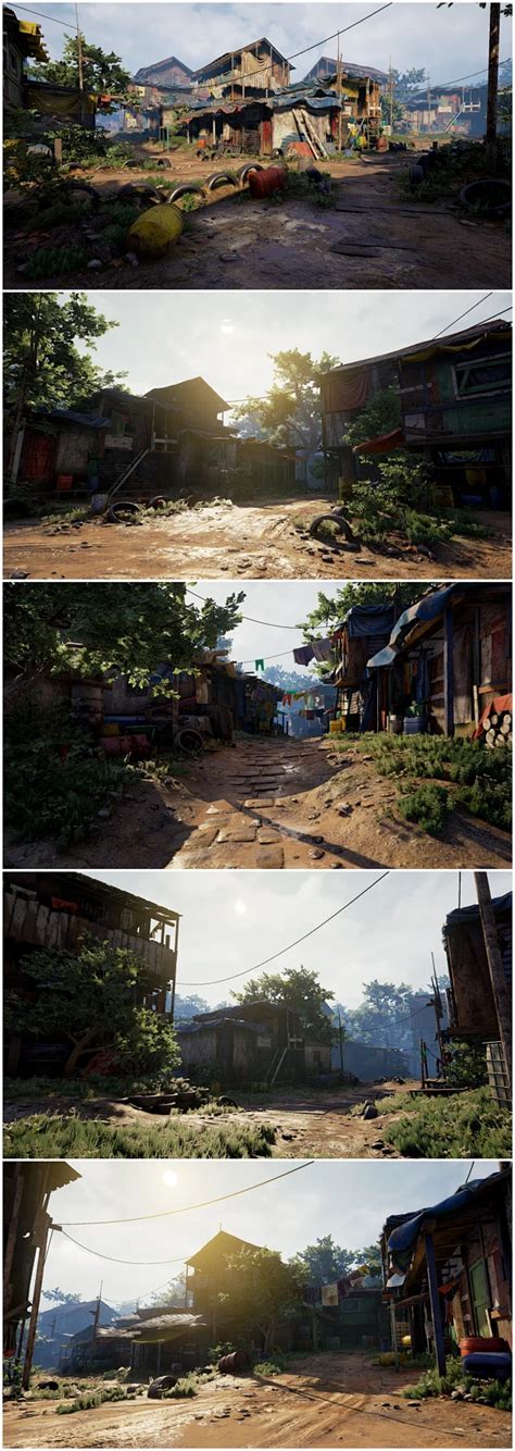 Ue4 Unrealengine4 虚幻4 荒无人烟影视级3d场景模型slums 贫民区 次世代游戏场景 Cg原画参考设定 花瓣网