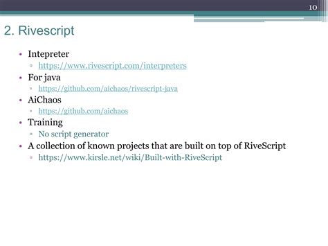 Survey On Script Based Languages To Write A Chatbot Ppt