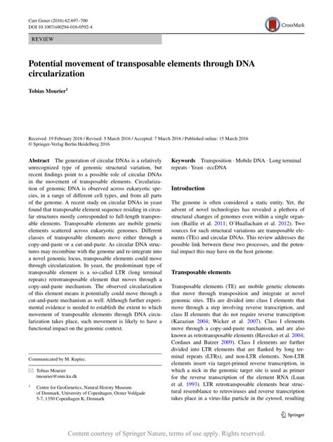 Potential Movement Of Transposable Elements Through Dna Circularization