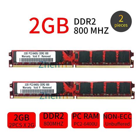 Used 4gb Kit 2x2gb Pc2 6400u 2rx8 Ddr2 800mhz 240pin Dimm Intel Desktop