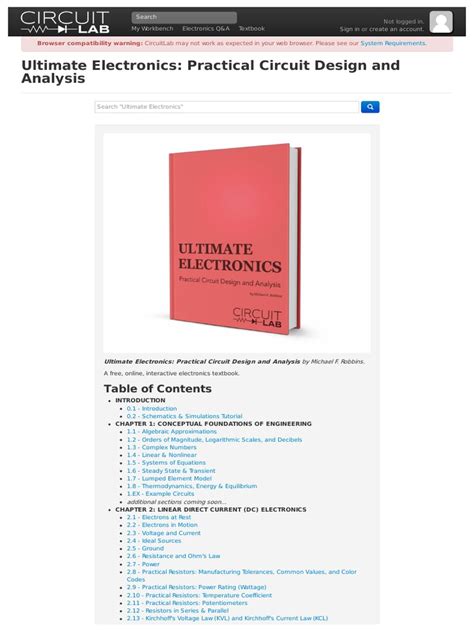 Ultimate Electronics Practical Circuit Design And Analysis Table Of