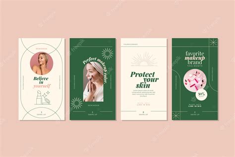선형 플랫 뷰티 인스 타 그램 스토리 컬렉션 무료 벡터