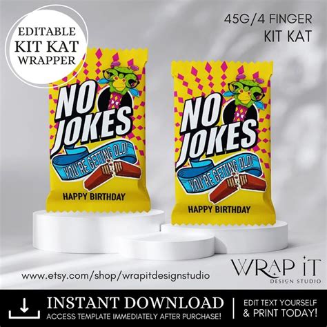 Editable Birthday Chocolate Candy Bar Wrapper Personalised Kit Kat Wrapper Happy Birthday Wrap