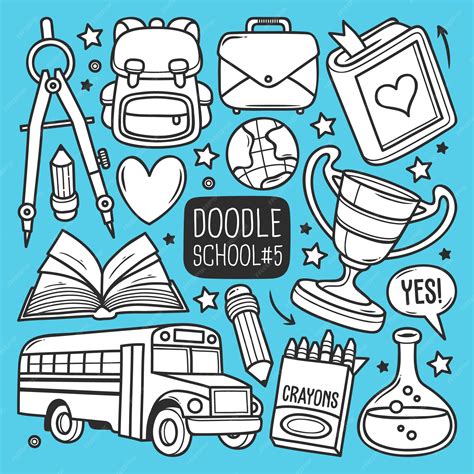 Premium Vector Doodle School Set