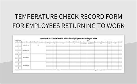 Temperature Check Record Form For Employees Returning To Work Excel