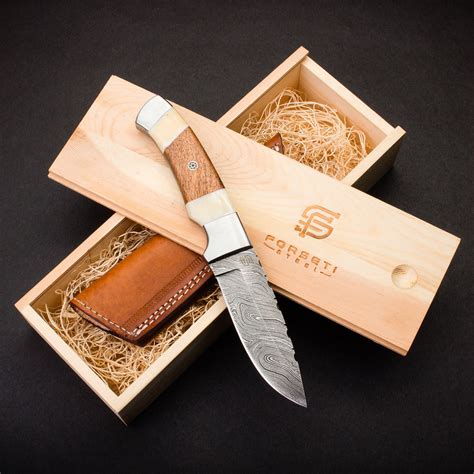 Victorio Apache Warrior Damascus Steel Dual Bolster Hunting Knife Forseti Steel Touch Of Modern