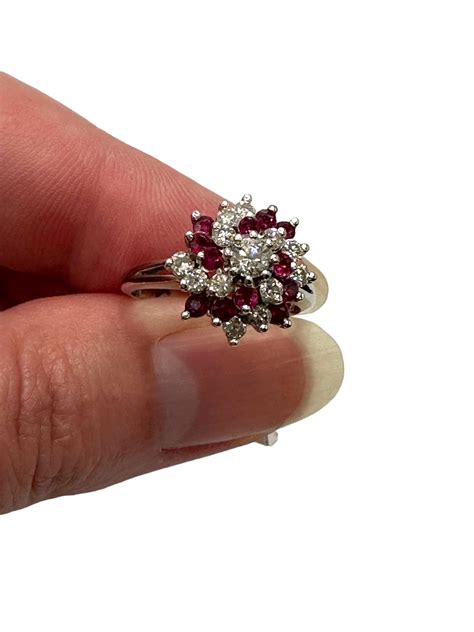 14k White Gold Diamond Ruby Swirl Ring The Fancy Rat