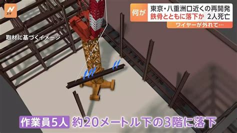 東京・八重洲の51階建てビル建設現場で鉄骨落下 作業員5人死傷 鉄骨をつり下げていたワイヤー外れたか 業務上過失致死傷の疑いで捜査 警視庁