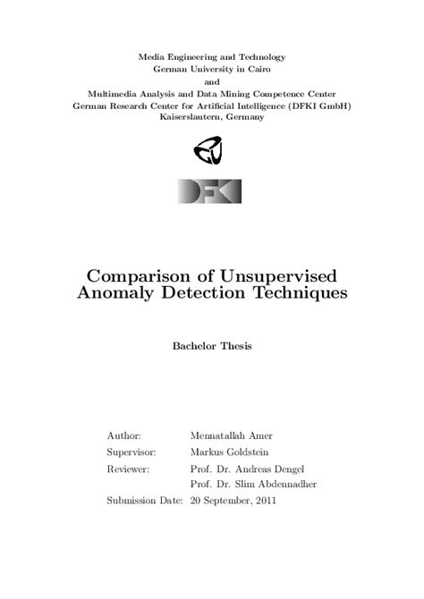 Pdf Comparison Of Unsupervised Anomaly Detection Techniques Bachelor